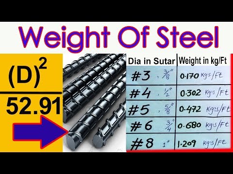 unit weight of steel in kg/ft | weight of steel | Civil Engineering | Civil engineering videos