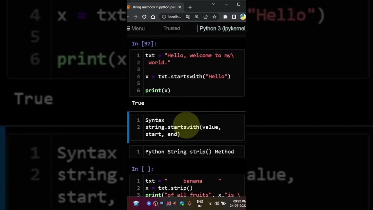 splitlines startwith strip string methods python tamil #python #shorts
