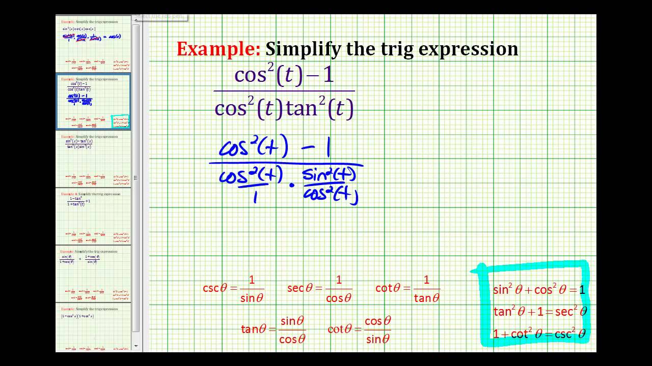 Ex 1:  Simplifying a Trigonometric Expression