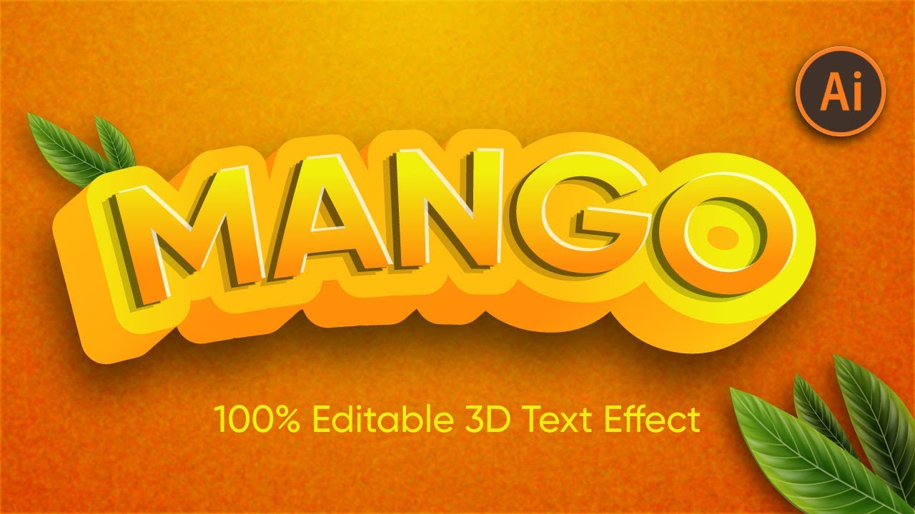 Mango 3D Vector Text Effect Design In Illustrator | Easy to learn 3D Text Effects In Illustrator