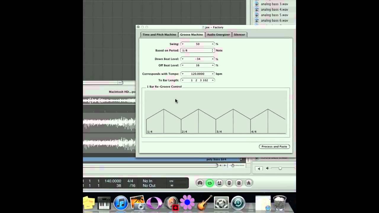 Logic tutorial - sample editor - using the factory tab