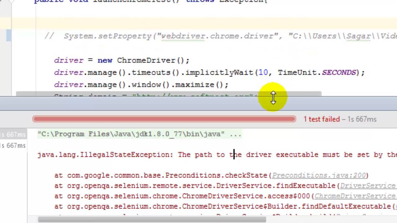 The path to the driver executable must be set in Selenium