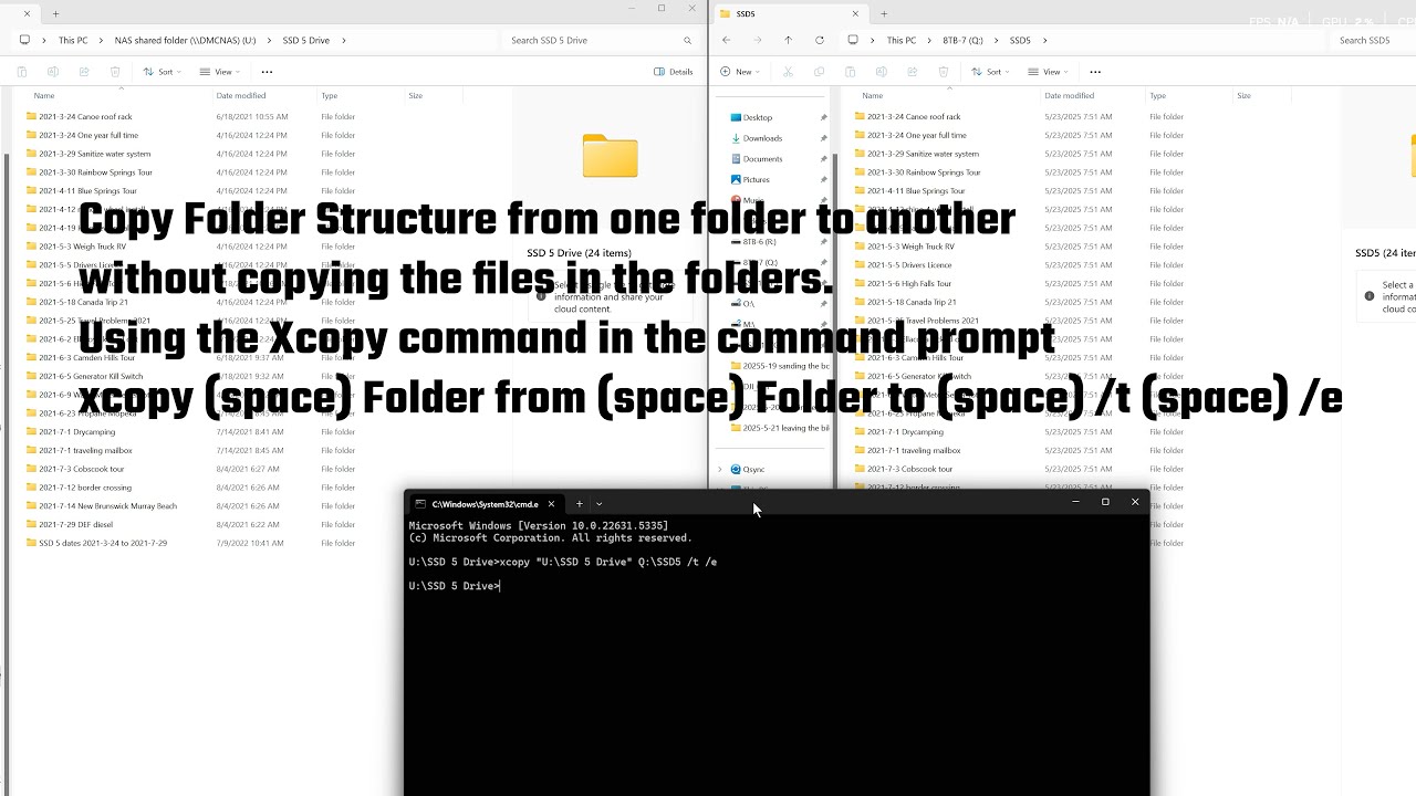 xcopy folder structures using command prompt