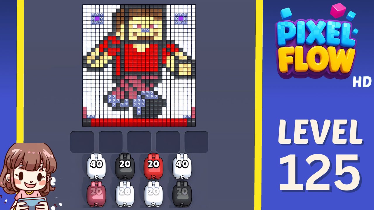 Pixel Flow Level 125 Solution Walkthrough