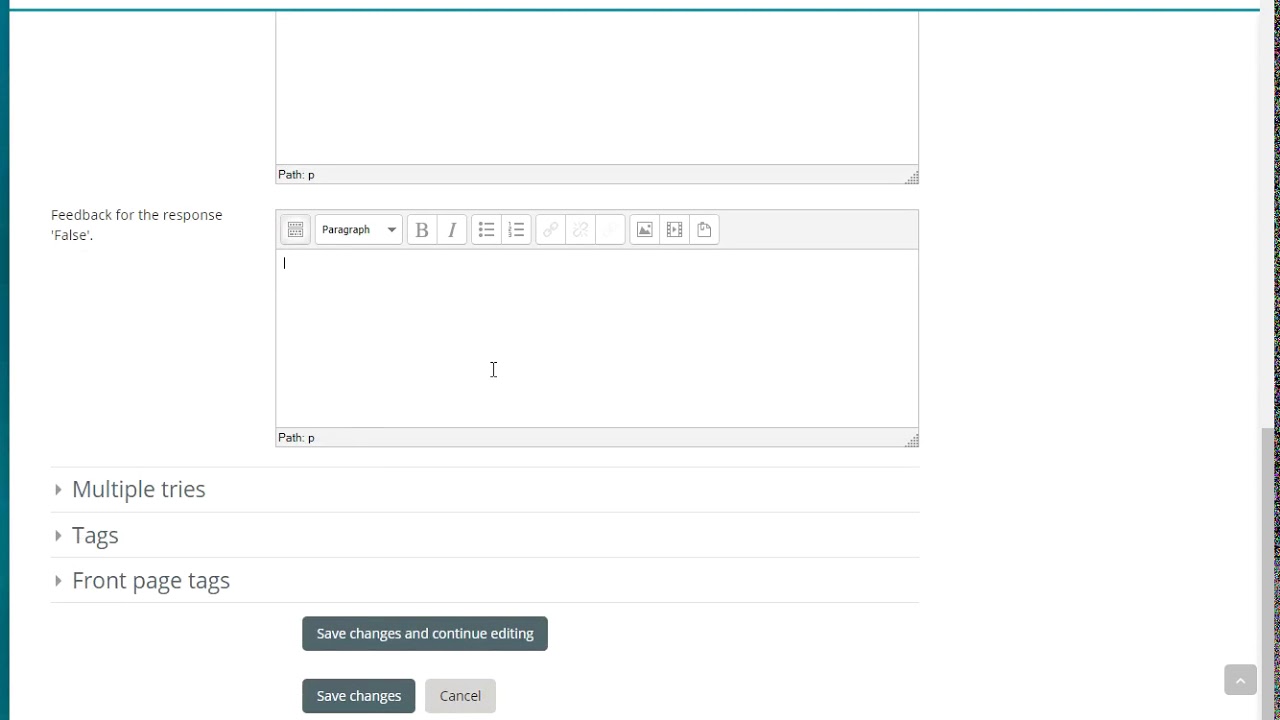 moodle 3 + True and false question