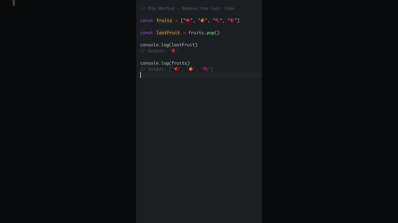 JavaScript Example - Pop Method