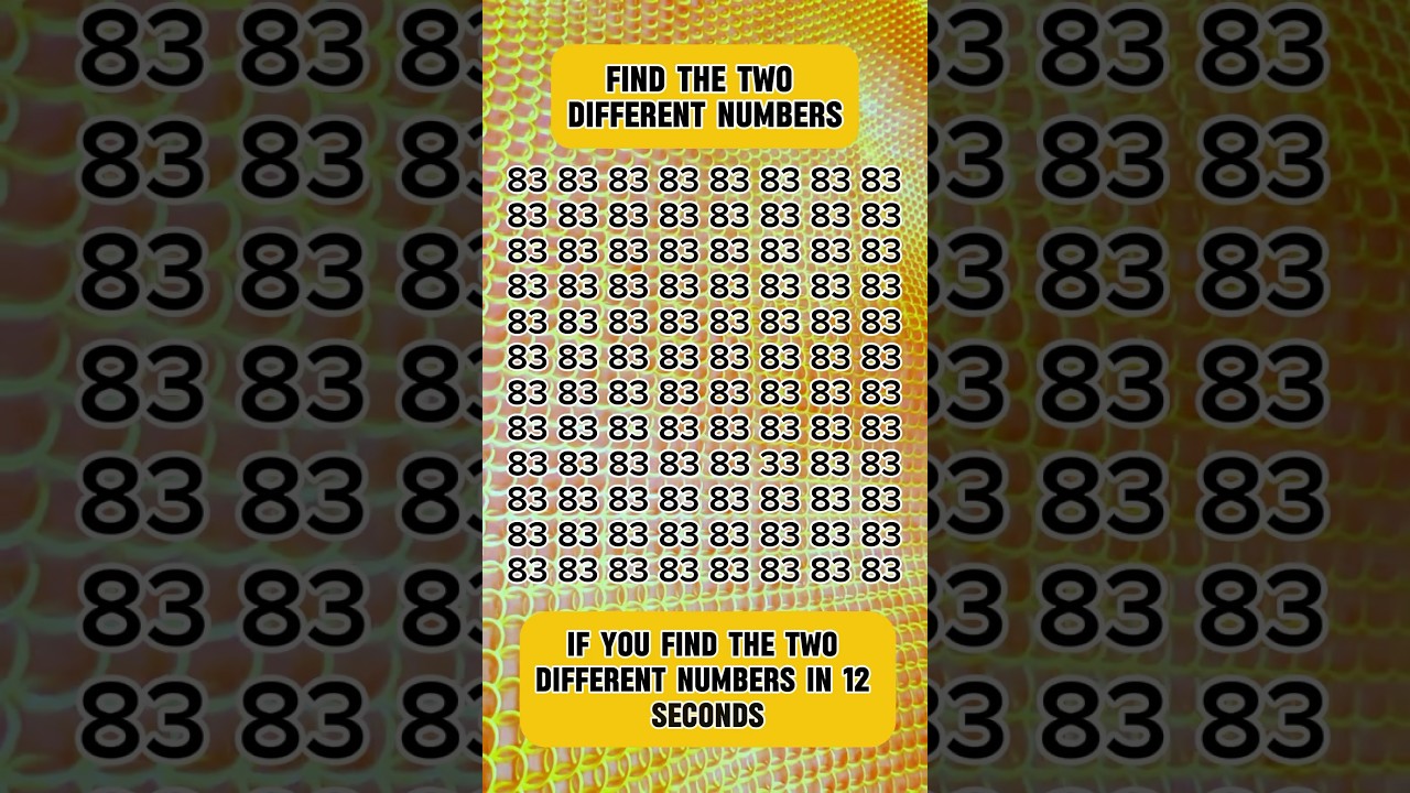 Quiz! Can you find the 2 different numbers in 12 seconds? #quiz #quiztime #number #shorts