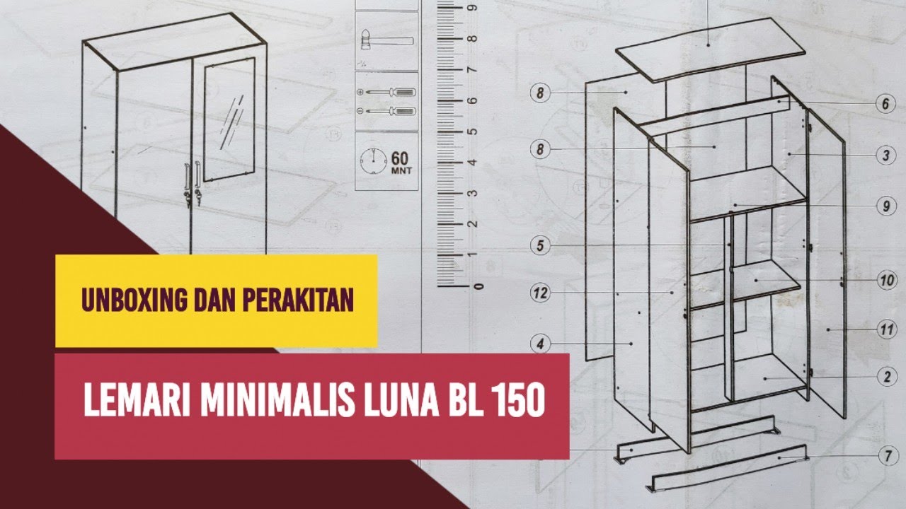 Unboxing dan Perakitan Lemari Pakaian Minimalis 2 Pintu | Cubic LUNA BL150