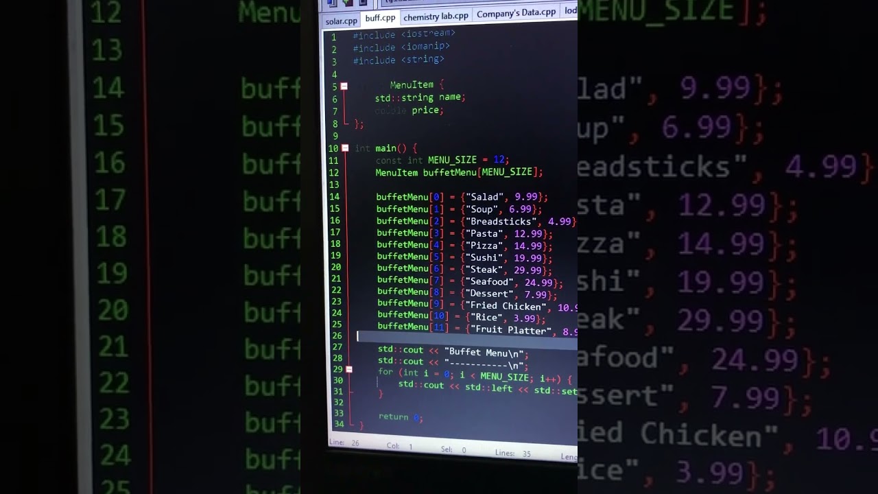 buffet menu c++ #codelife #codemasters #coderstokyo #codinglife #codingninja #coders #coding #code