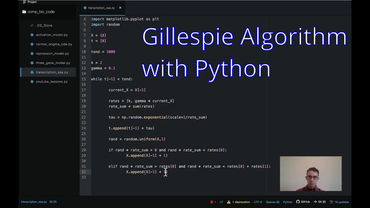 Lesson 11: Python Code for Gillespie Algorithm