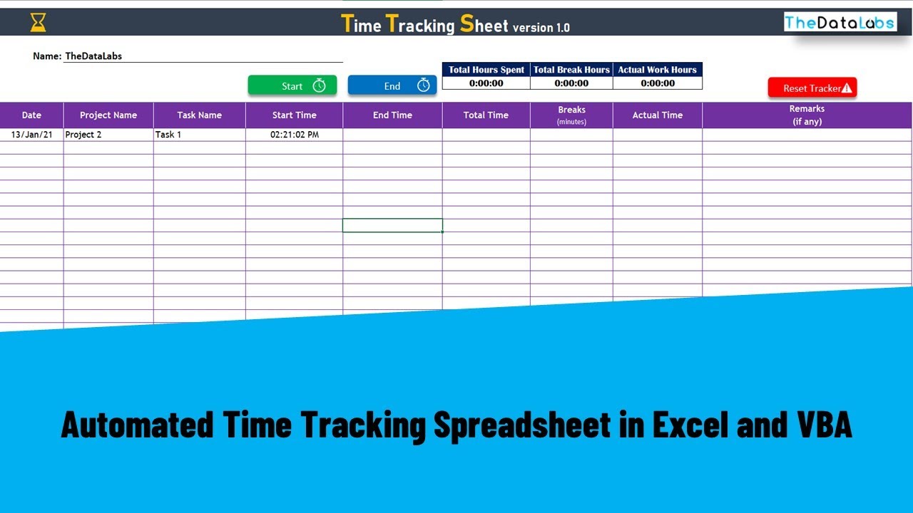 Time Tracking Sheet in Excel and VBA