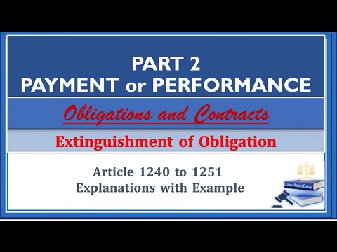 Payment or Performance. Part 2. Article 1240-1251. Obligations and Contracts.