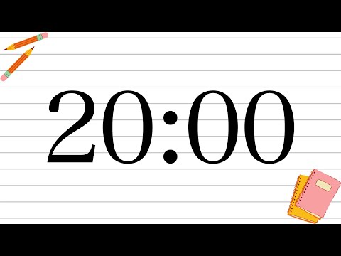 20 Minute Fun School Notebook Classroom Timer (No Music, Piano Alarm at End)
