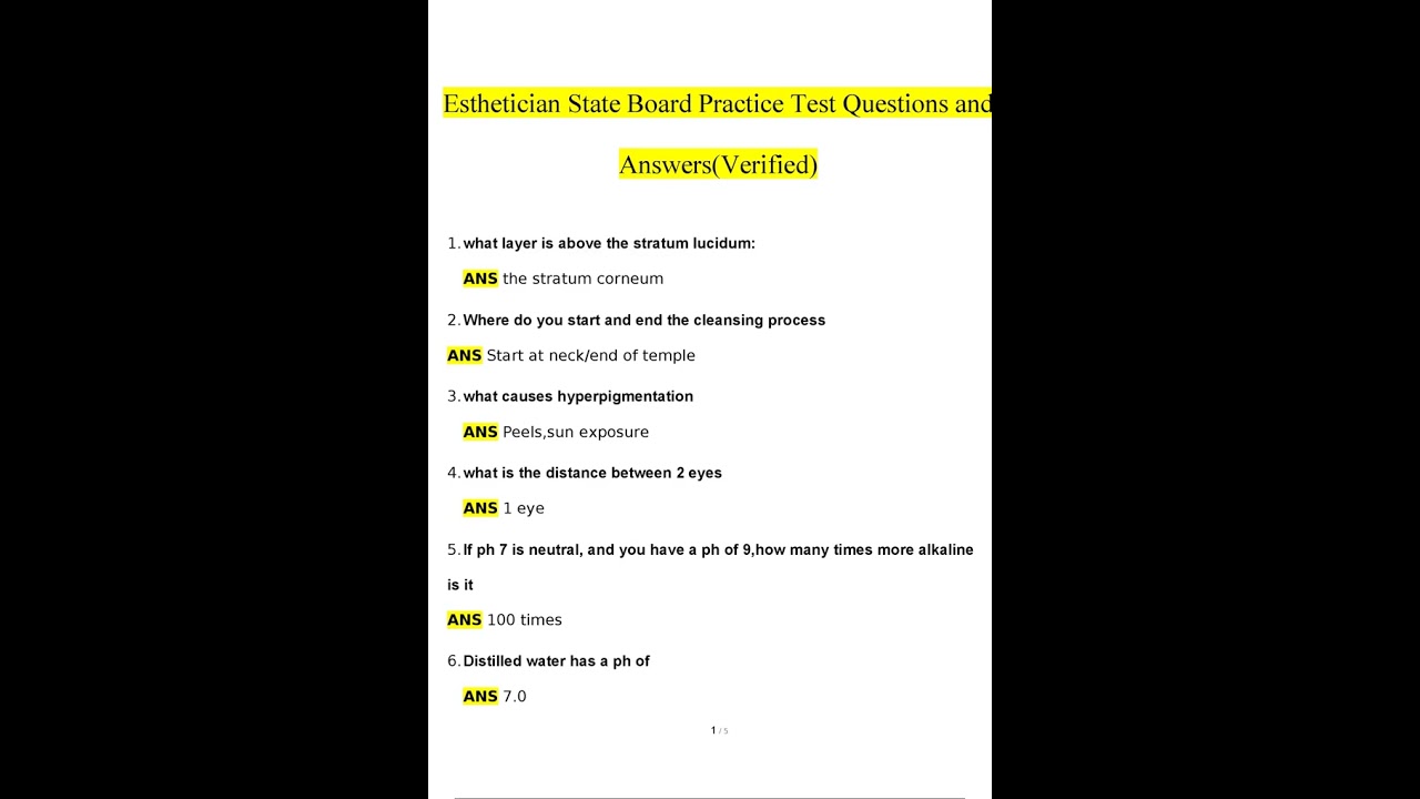 Esthetician State Board Practice Test Exam Questions and Answers 2024   2025 100% Verified Answers