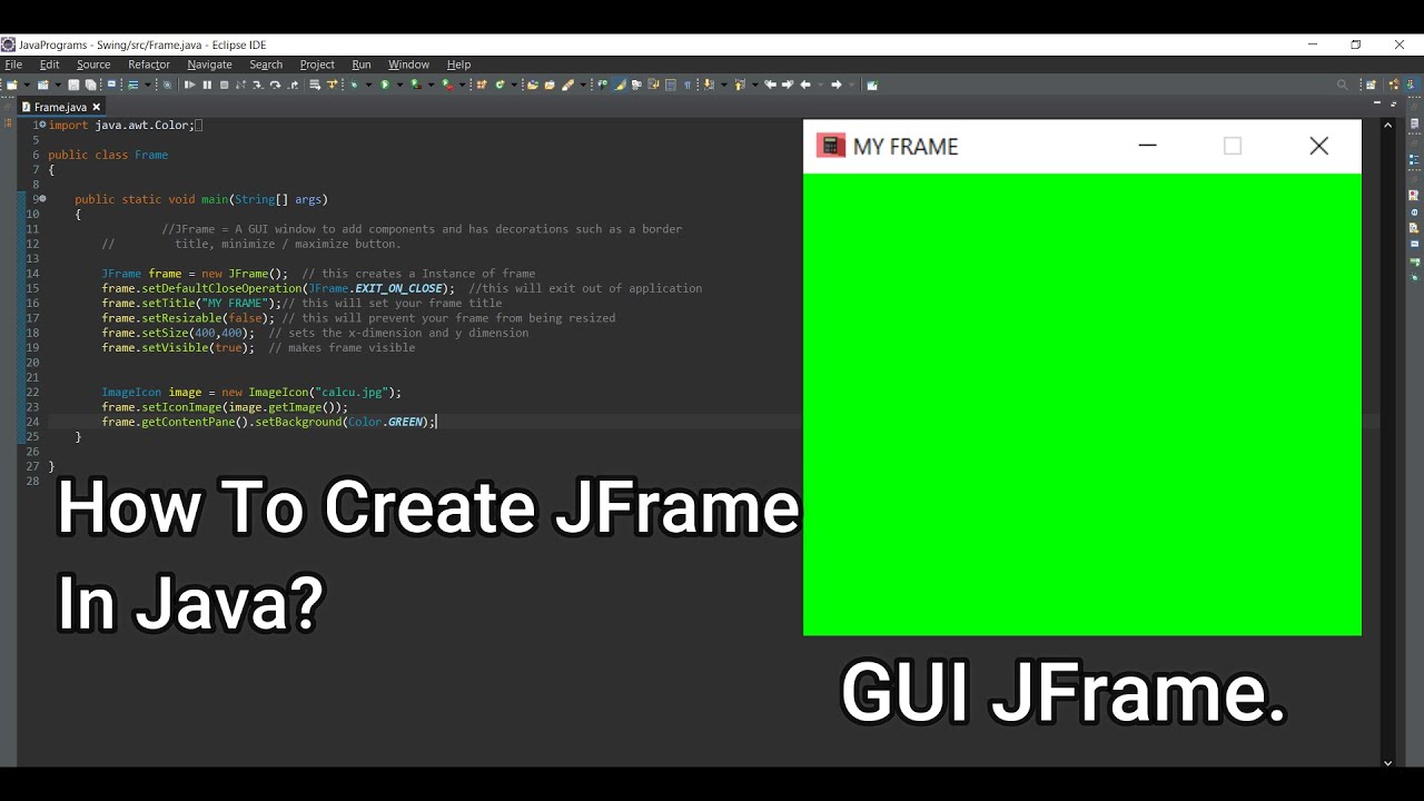 How to create a JFrame in JAVA using Eclipse IDE |GUI JFrame in Java