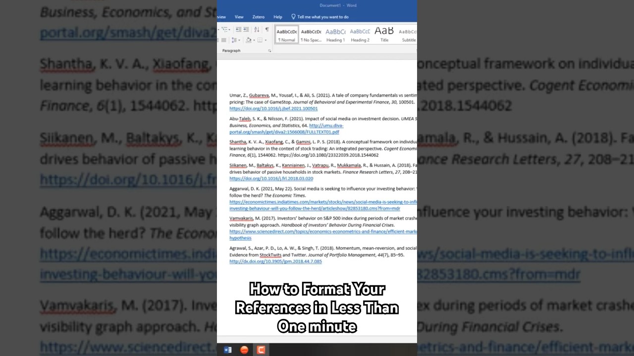 How to Format Your Reference Page in Less Than One Minute #education #research #writing