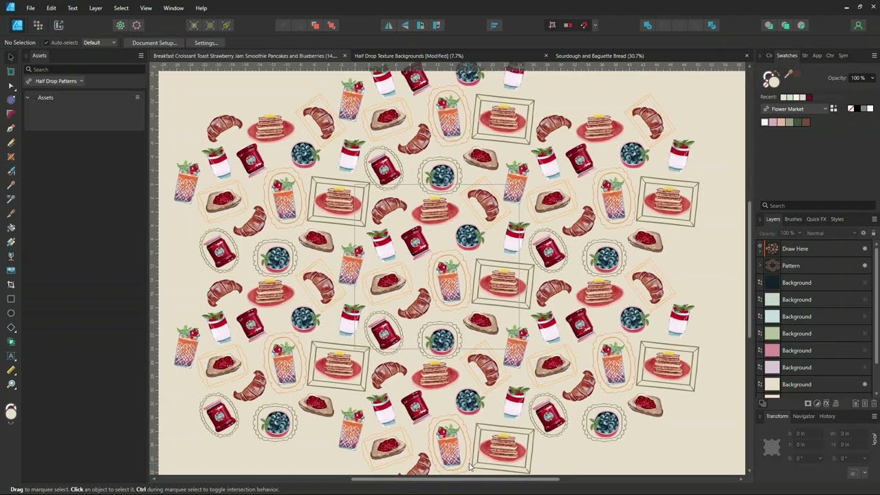 Two Ways to Turn Half Drop Repeat Pattern to Full Drop and Use Full Drop Backgrounds in Affinity App