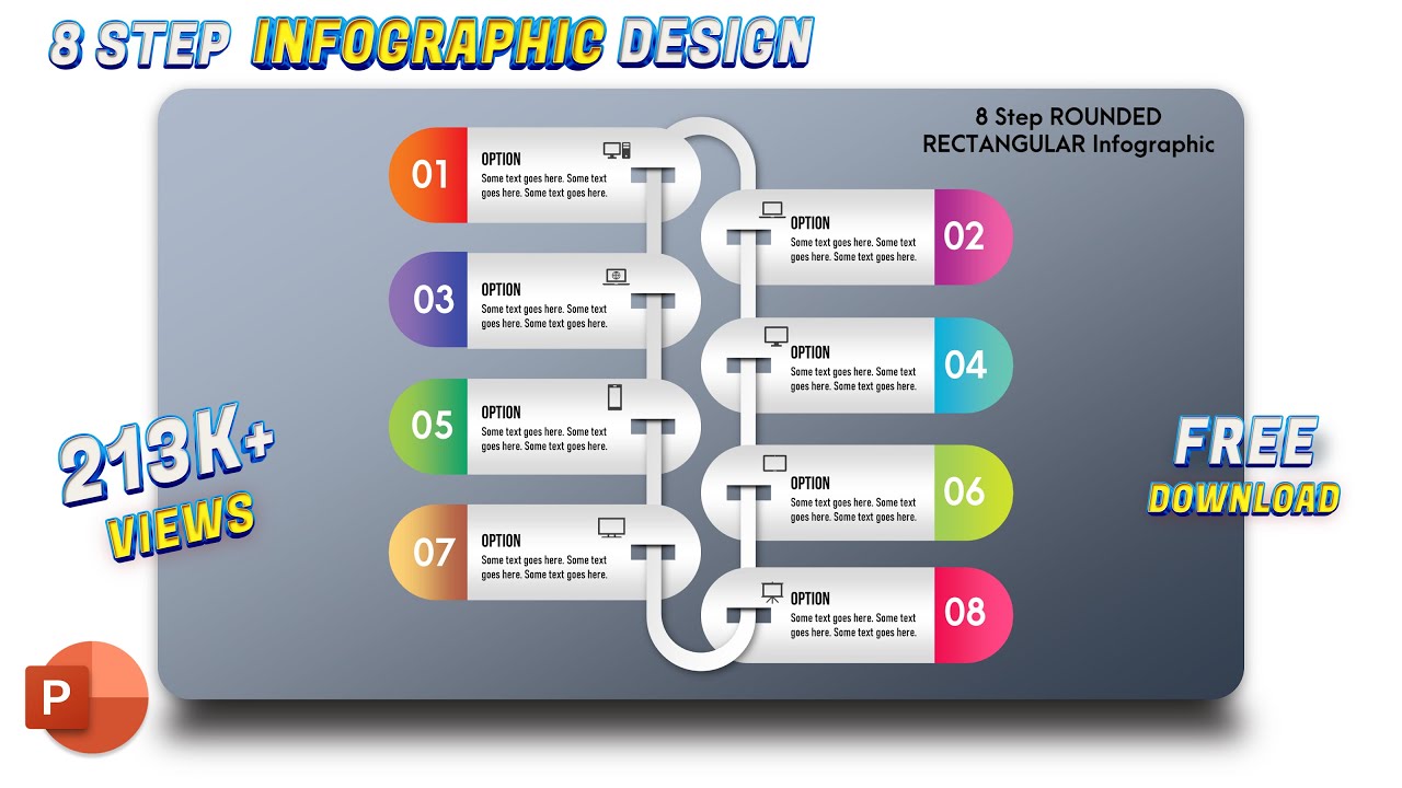 17.MS PowerPoint Tutorial -  8 step Connected Shapes Infographic Presentation