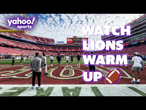 NFC Championship: WATCH Detroit Lions WARM UP on field | Yahoo Sports