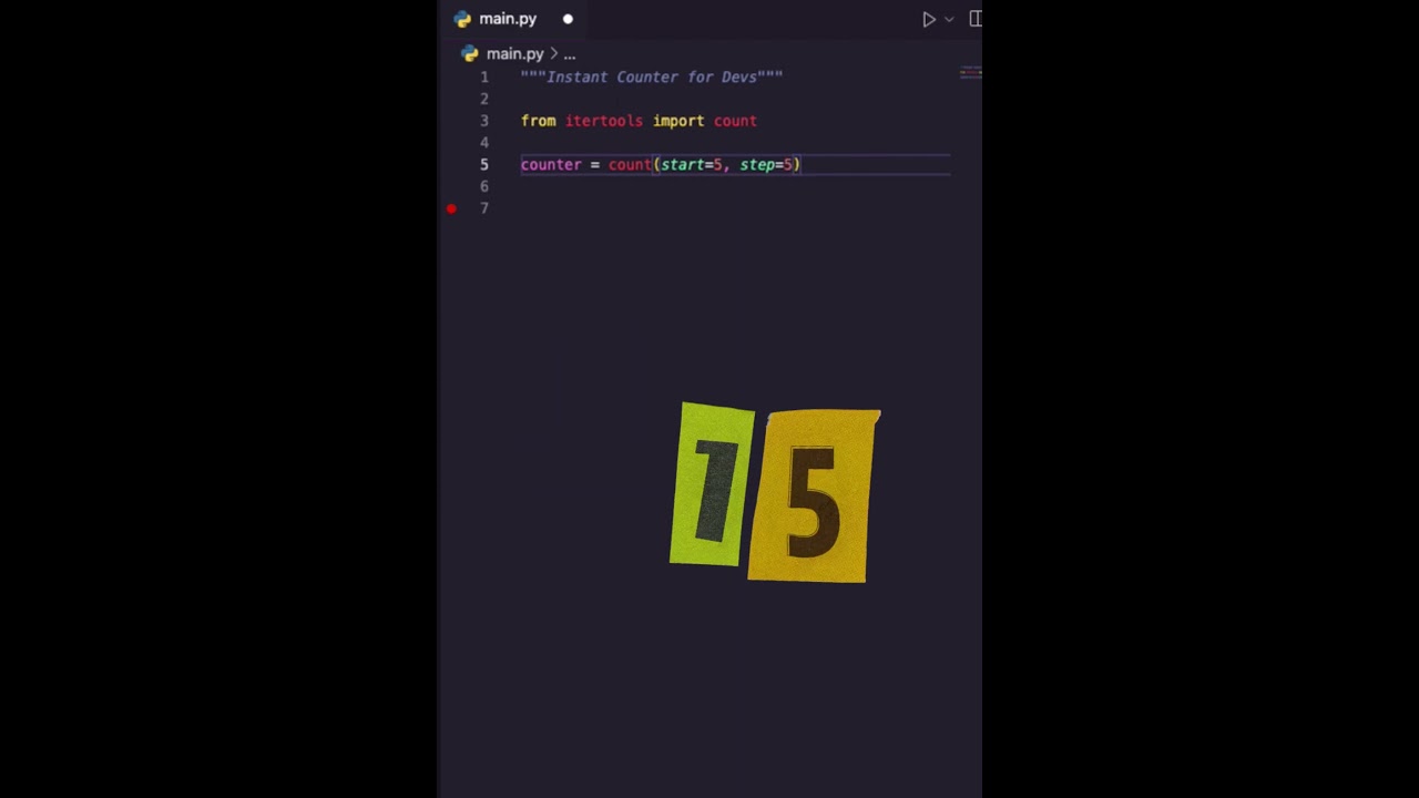 Count from Itertools: Mastering Python's Count() Function for Easy Counting! #pythontutorial #shorts