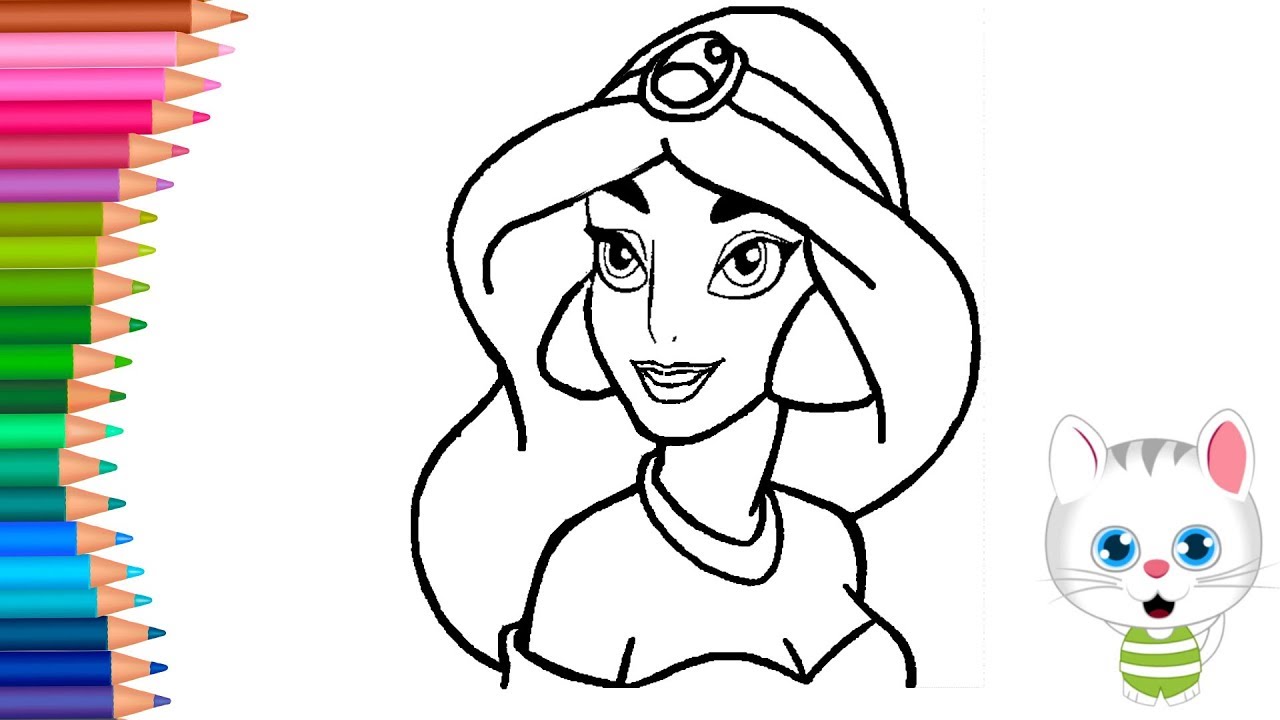 Princesa Jazmin Aladdin Dibujos para Colorear | Dibujos para Pintar con MiMi | Aprender Colores
