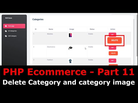 Learn PHP Ecom Part 11 How to delete category in PHP MySQL | Delete image after deleting ...