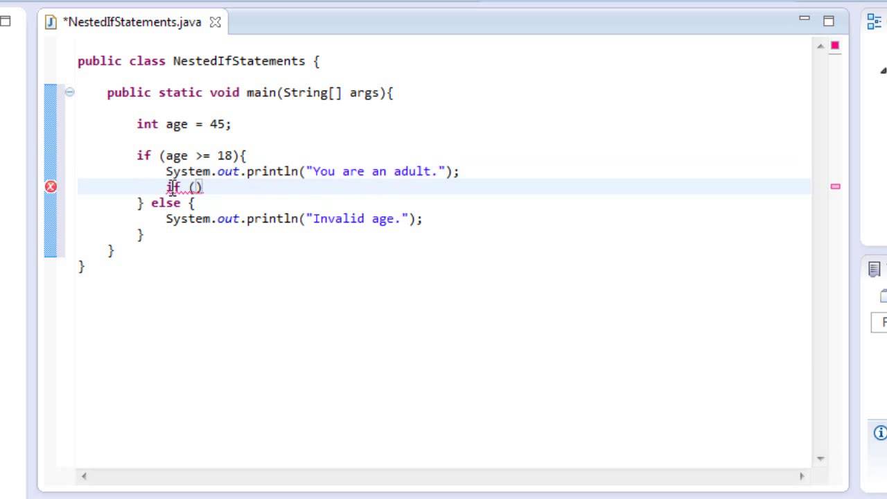 Java Programming: 7 - Nested If Statements