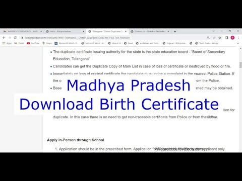 Madhya Pradesh - Download Or View Birth Certificate (Online)