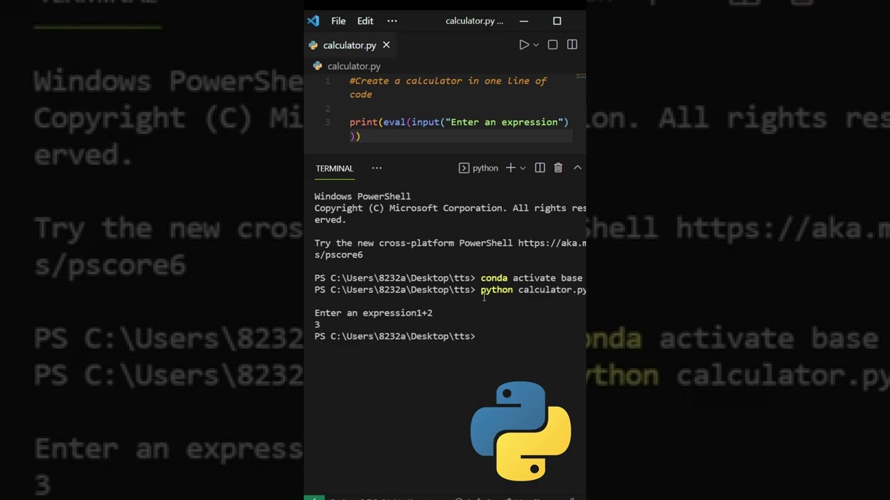 Calculator in one line of code in python
