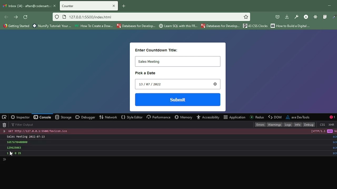 6. Populating the Countdown UI | JavaScript Countdown Project Tutorial