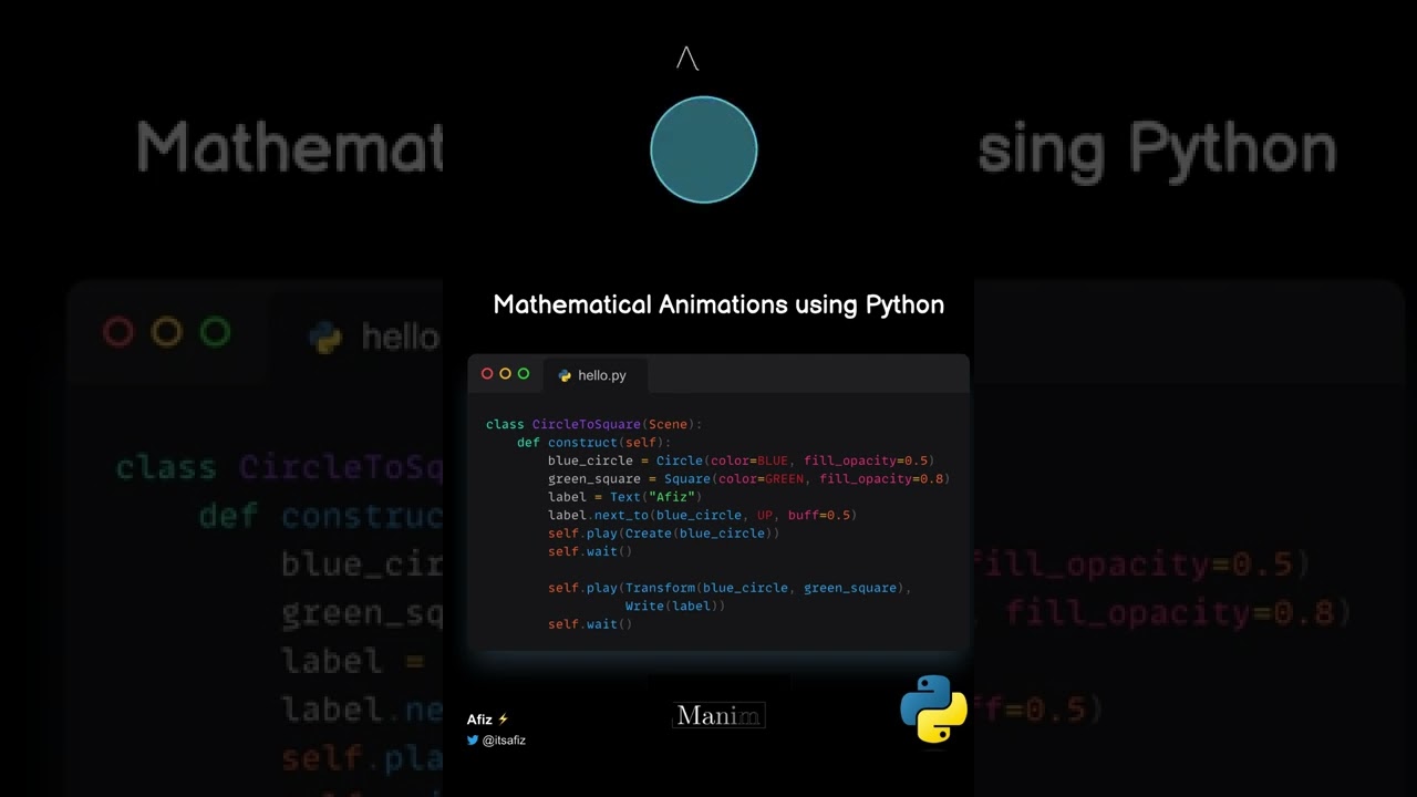 Create Animations in Python with just fews like of code #shorts #python #animation #manim