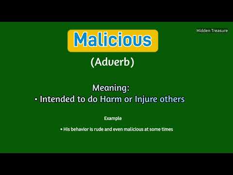 Malicious English meaning || Example for Malicious || Synonyms || English Grammar || Hidden Treasure