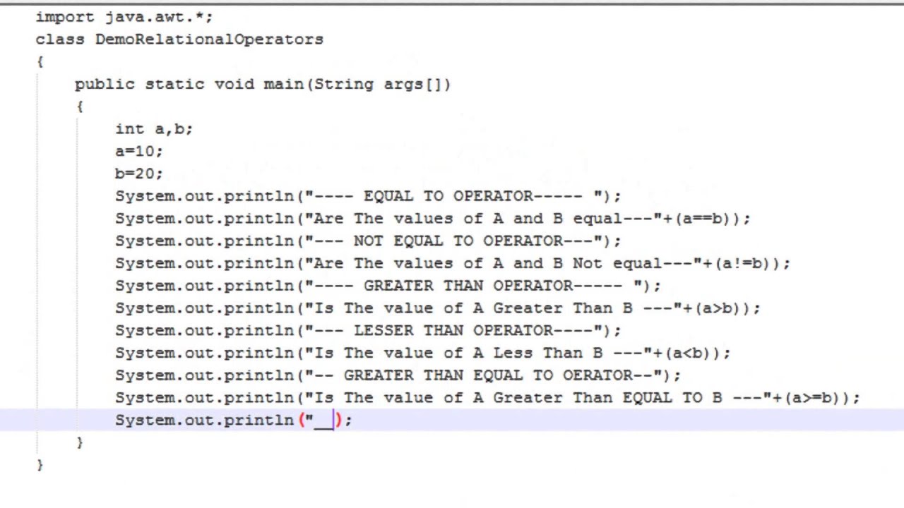 Java Tutorials-Java Operators(Relational Operators part 2)