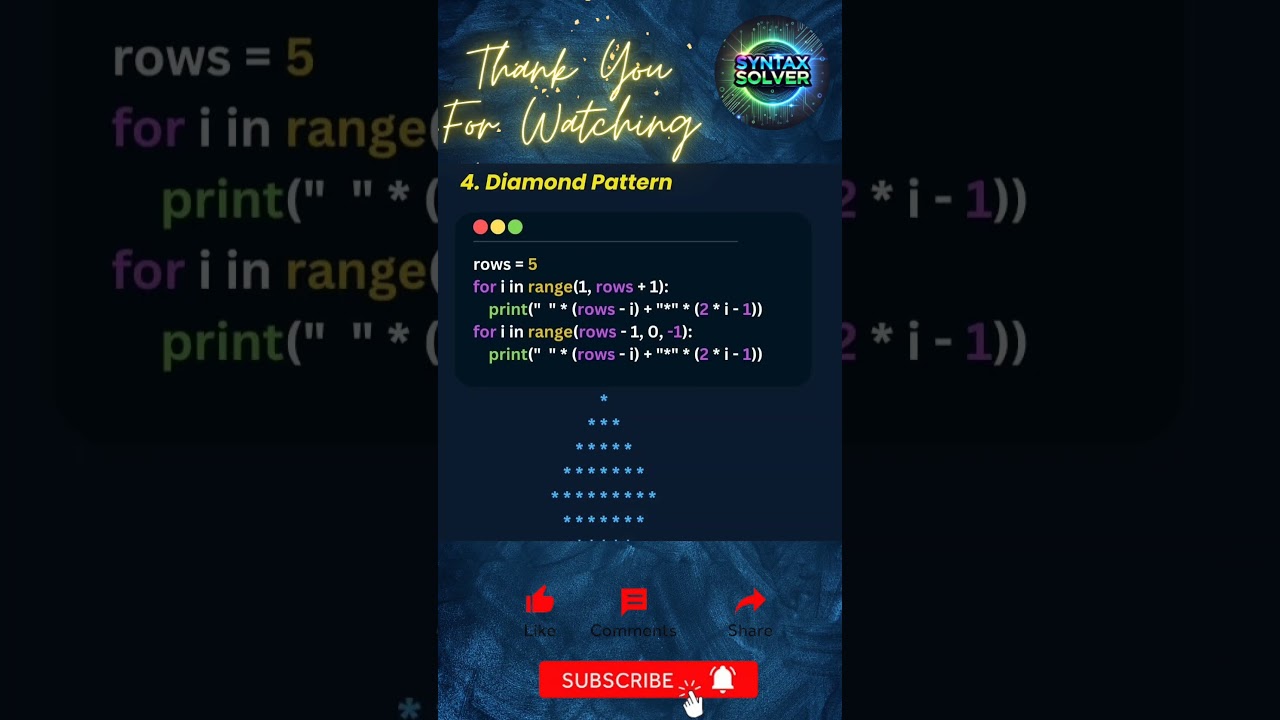 Master Diamond Pattern Coding in Python - Easy & Fun!