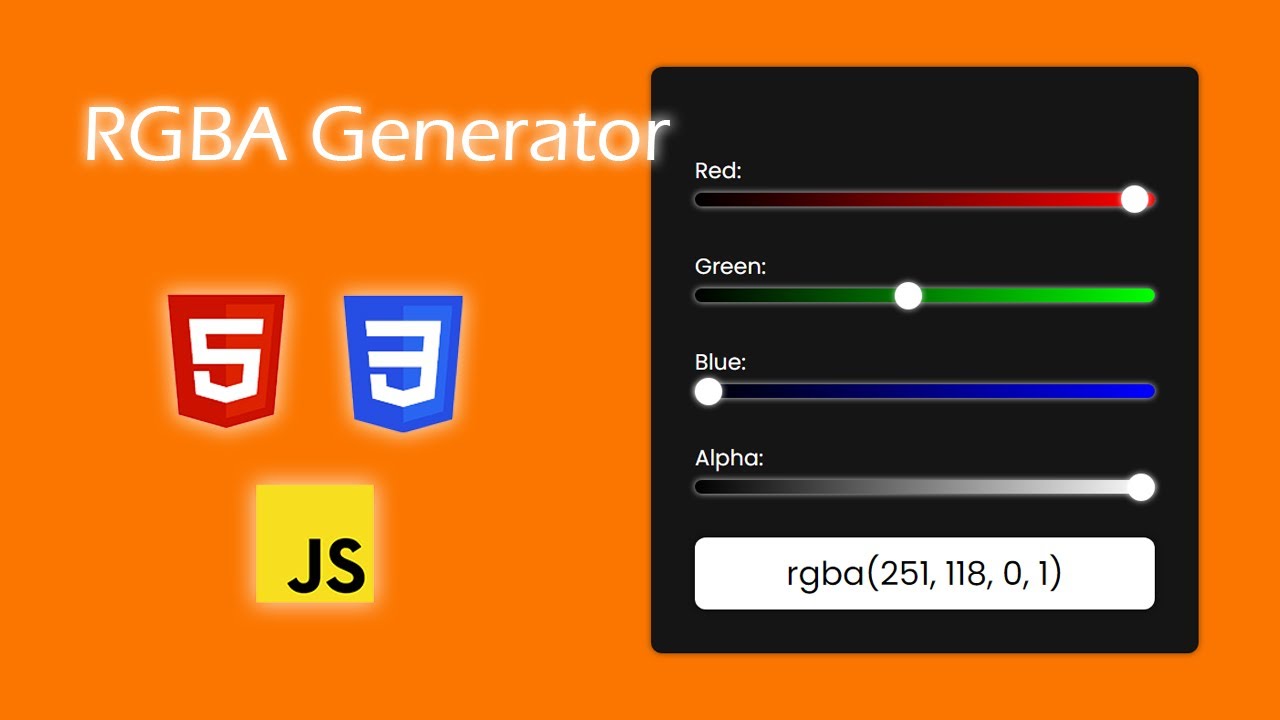 Make an RGBA Generator with HTML, CSS and JavaScript