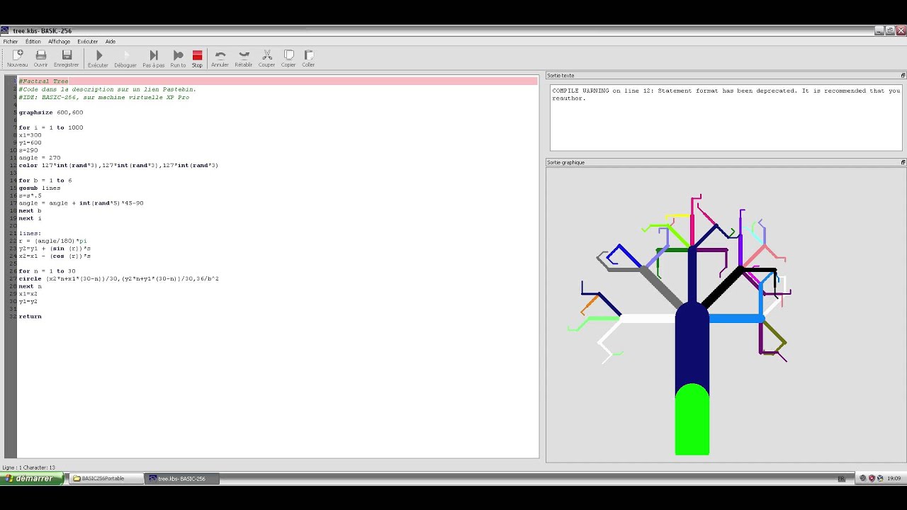 BASIC-256: Fractal Tree