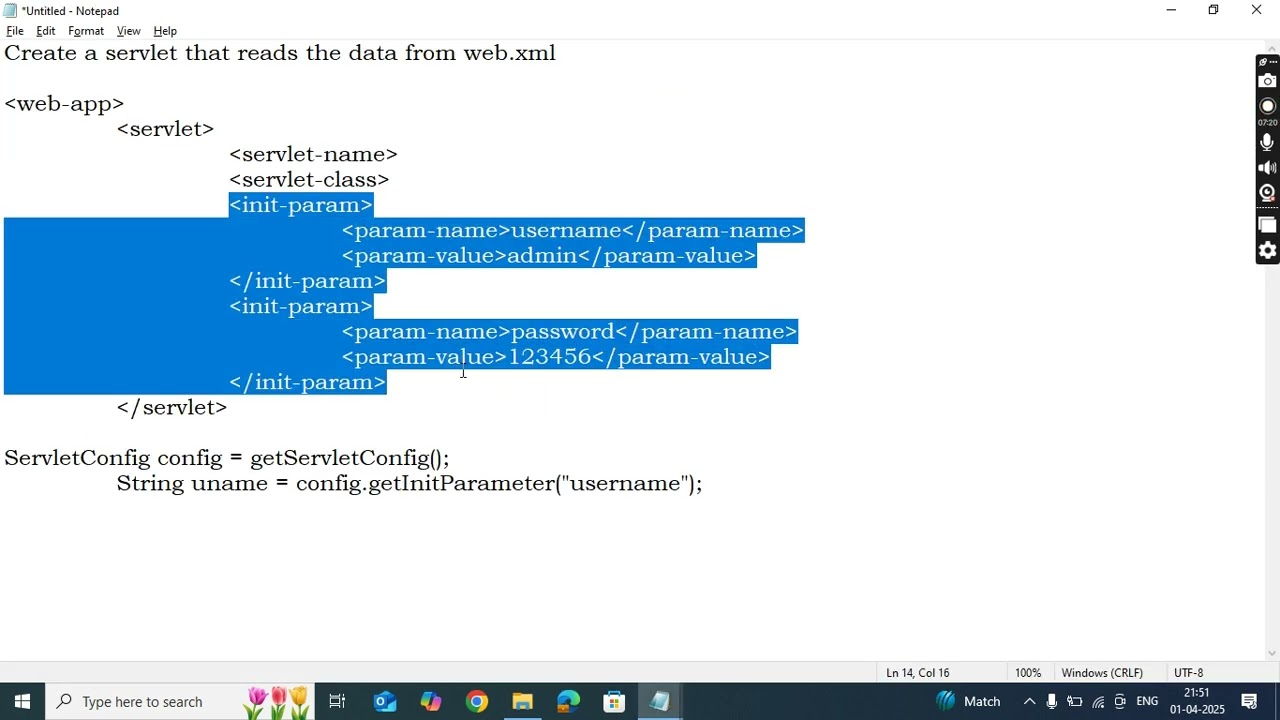 Servlet 5 . Reading Initialization Parameters