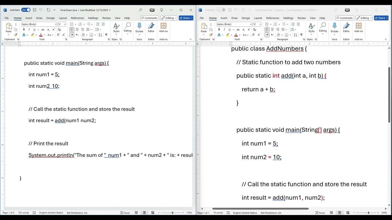 Java Final Exam Part 1 Solution