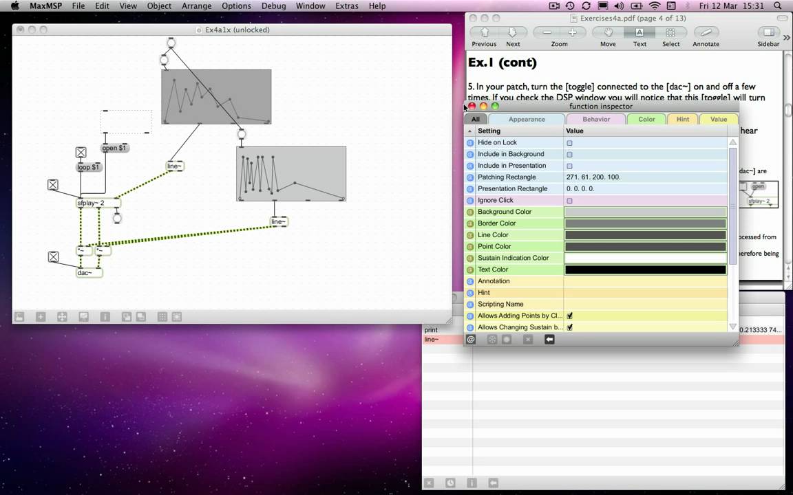 Max MSP Tutorial 04a7: Enveloping in MSP: [function] & [line~] [2]