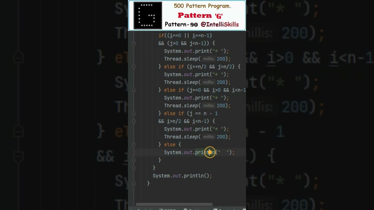 Java Pattern-90 | Print 'G' | 500 Java Pattern Programs #shorts #java #coding #viral