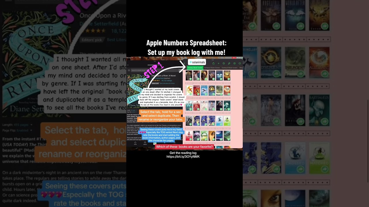 Apple Numbers Spreadsheets: Reading Log Setup Step 1 Adding Book Covers by Genre