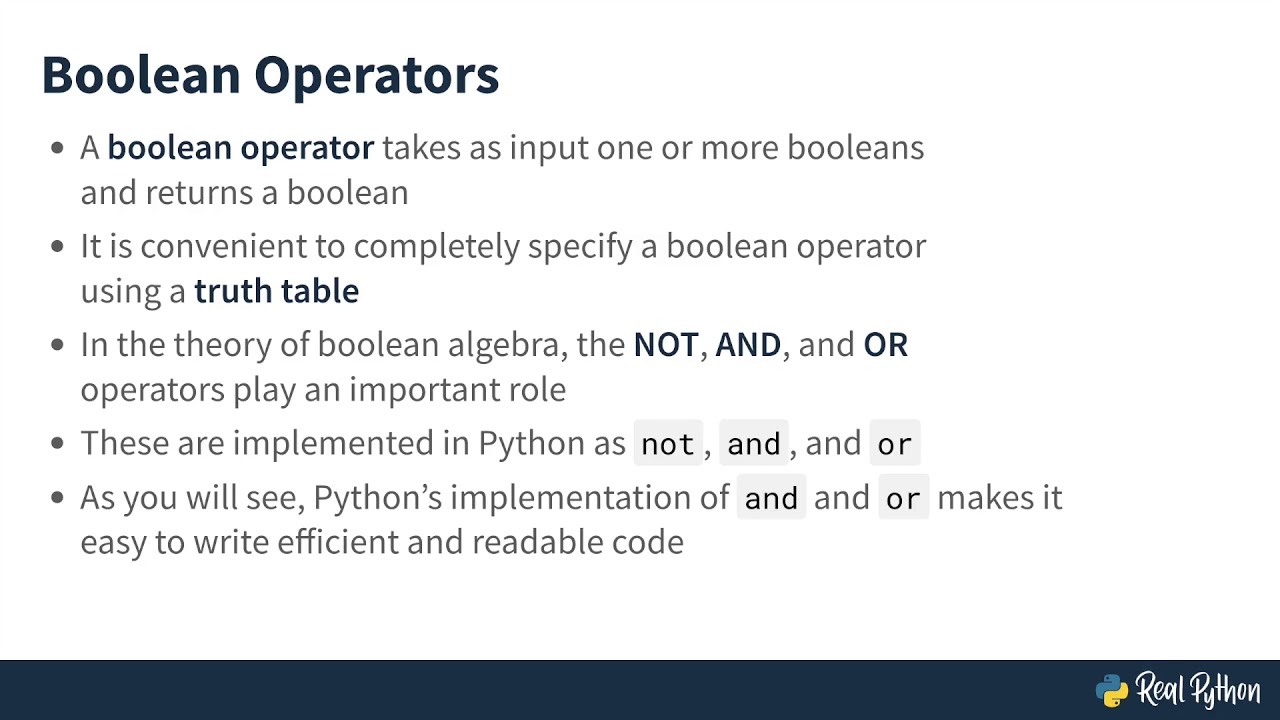Python Booleans: True, False, Boolean Types, and the not Operator