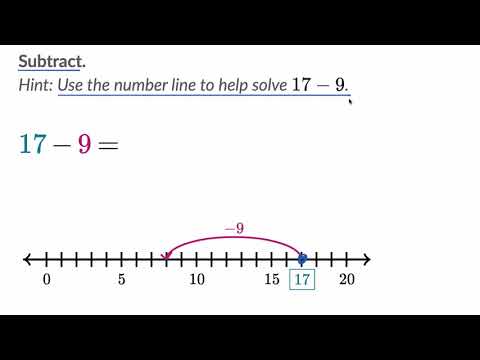 Subtract within 20 using a number line (video) | Khan Academy
