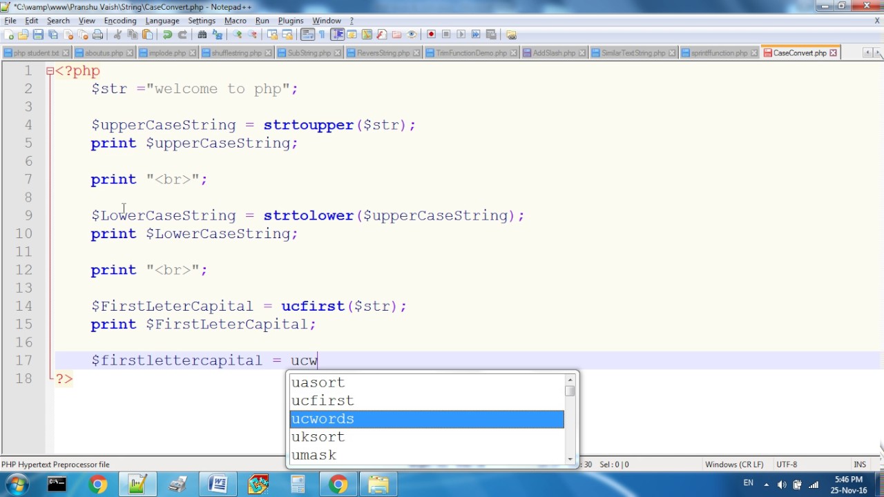 Case Conversion of String In PHP