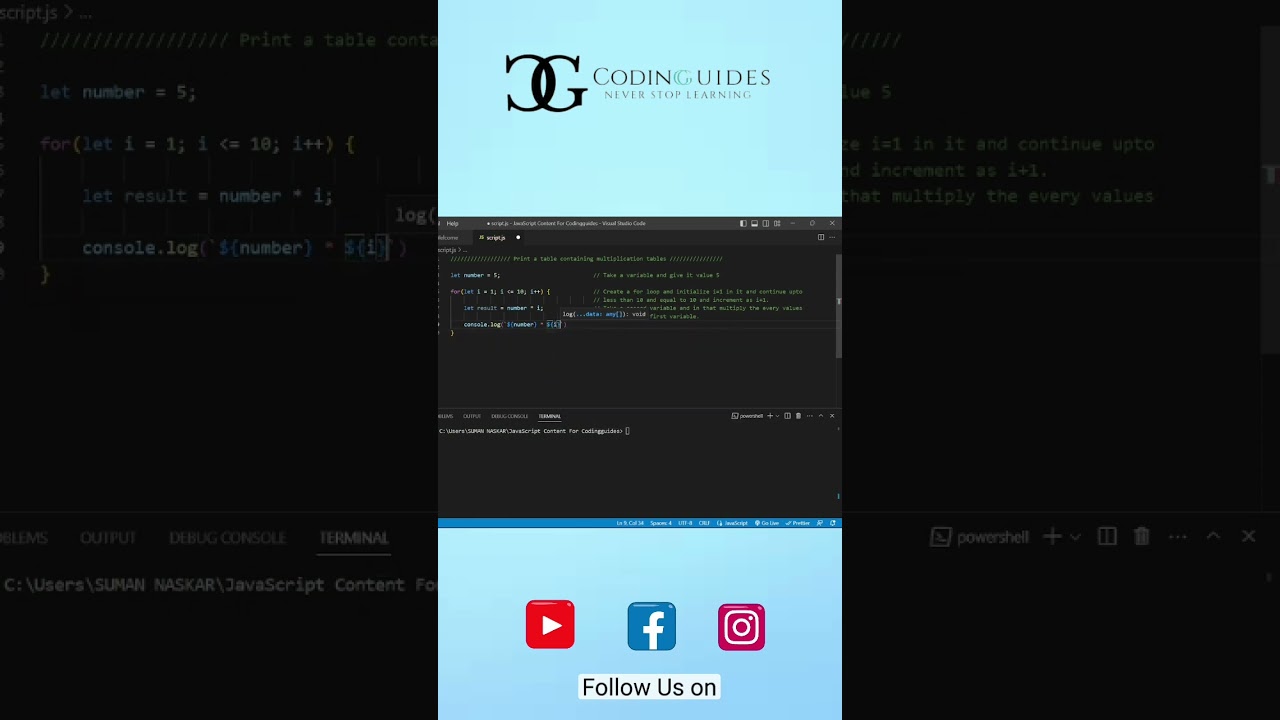 How to  print basic multiplication table | JavaScript Basic