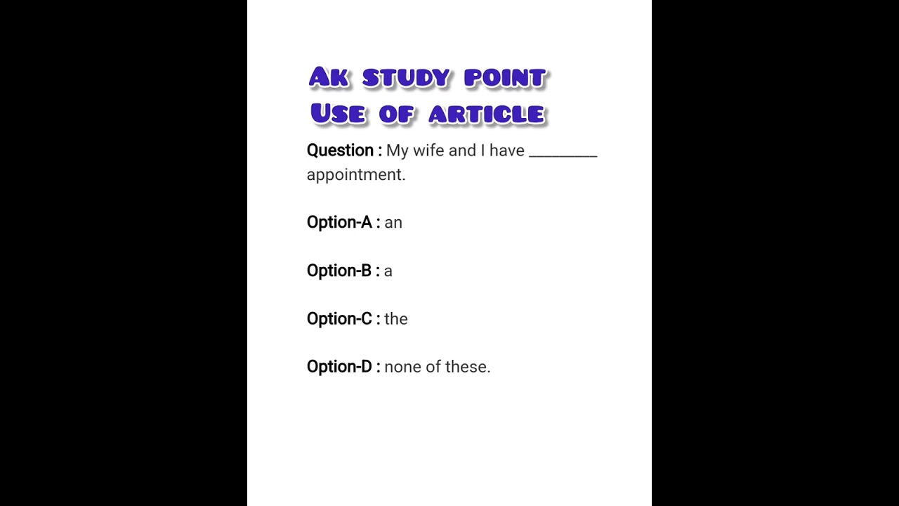use of article/quiz competition English grammer/ak study point