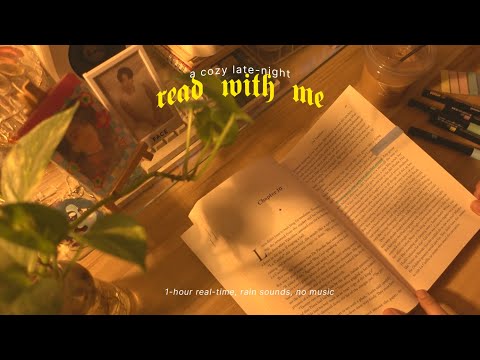 a cozy late-night read with me 🌘 1-hour real-time, rain sounds, no music | the familiar
