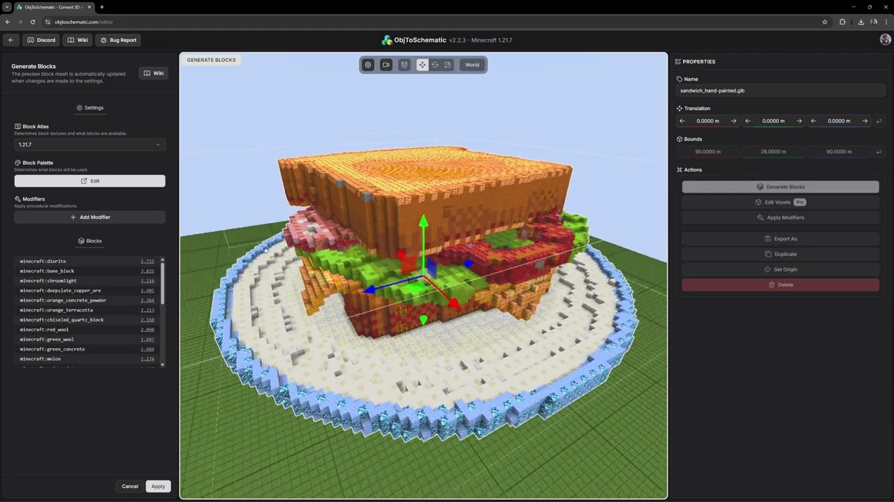 Convert 3D models into Minecraft blocks with ObjToSchematic