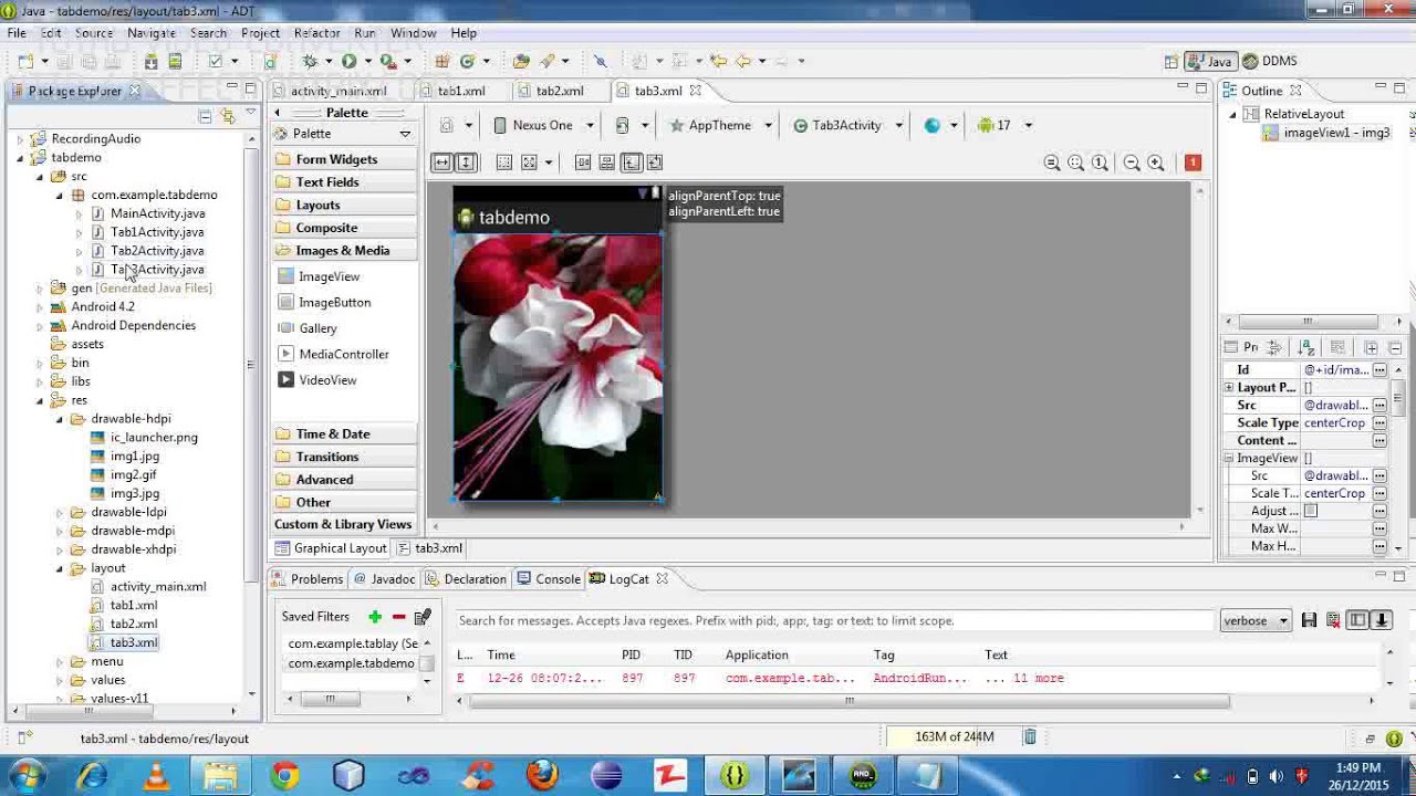 Tabhost In android using eclipse