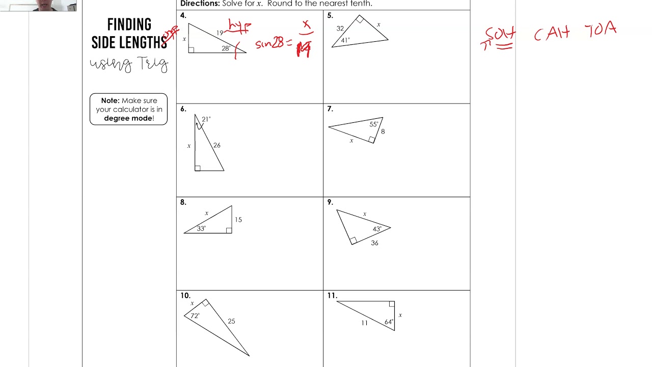 Using Trig  Ratios to Solve for Missing Sides Notes